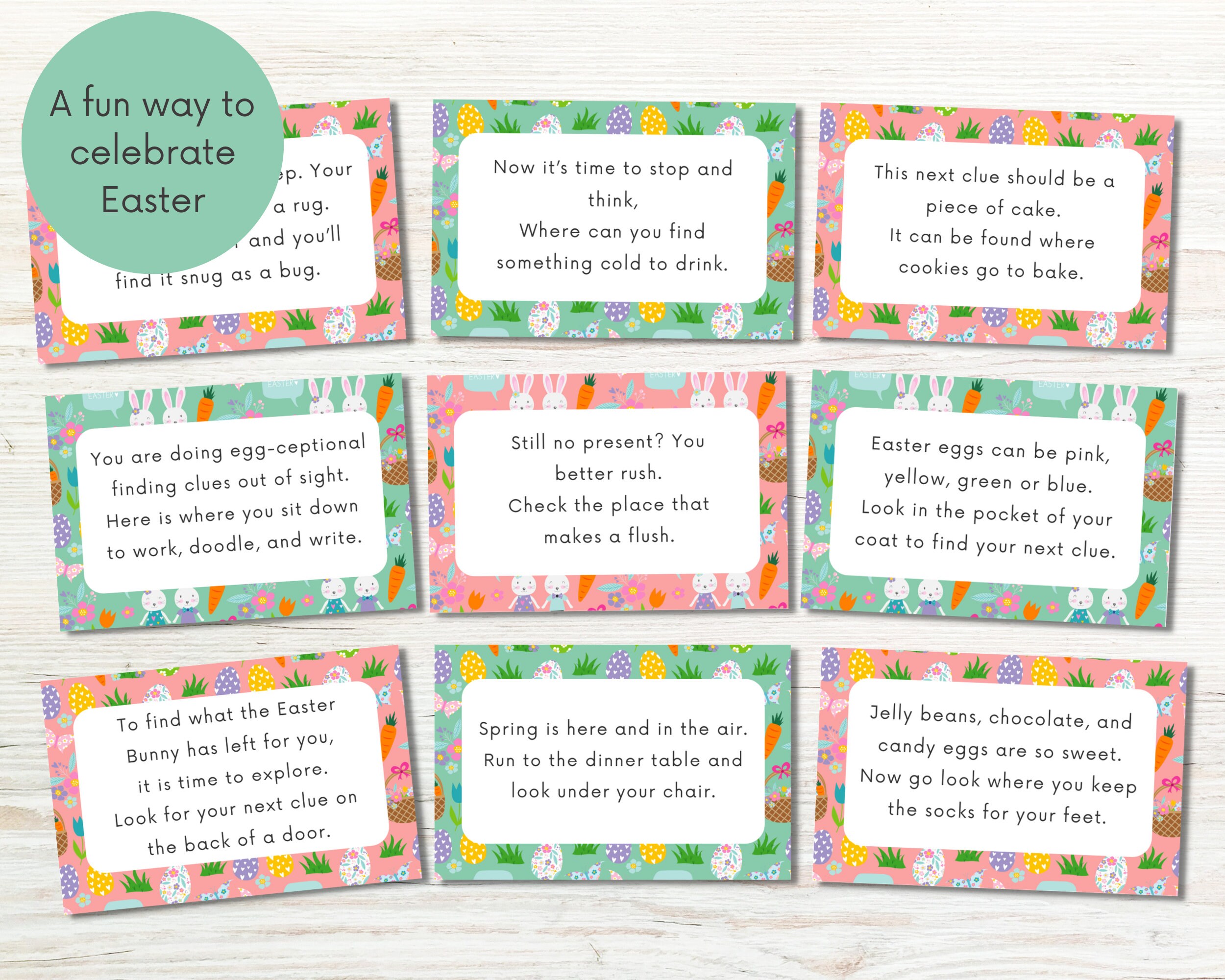 Easter Scavenger Hunt Kids, Easter Treasure Hunt Clues Printable ...
