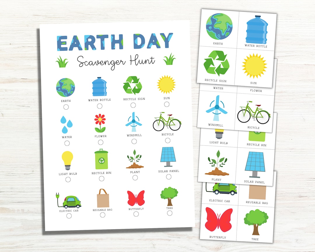 Earth Day Scavenger Hunt Printable With Cards, Earth Day Activities for ...