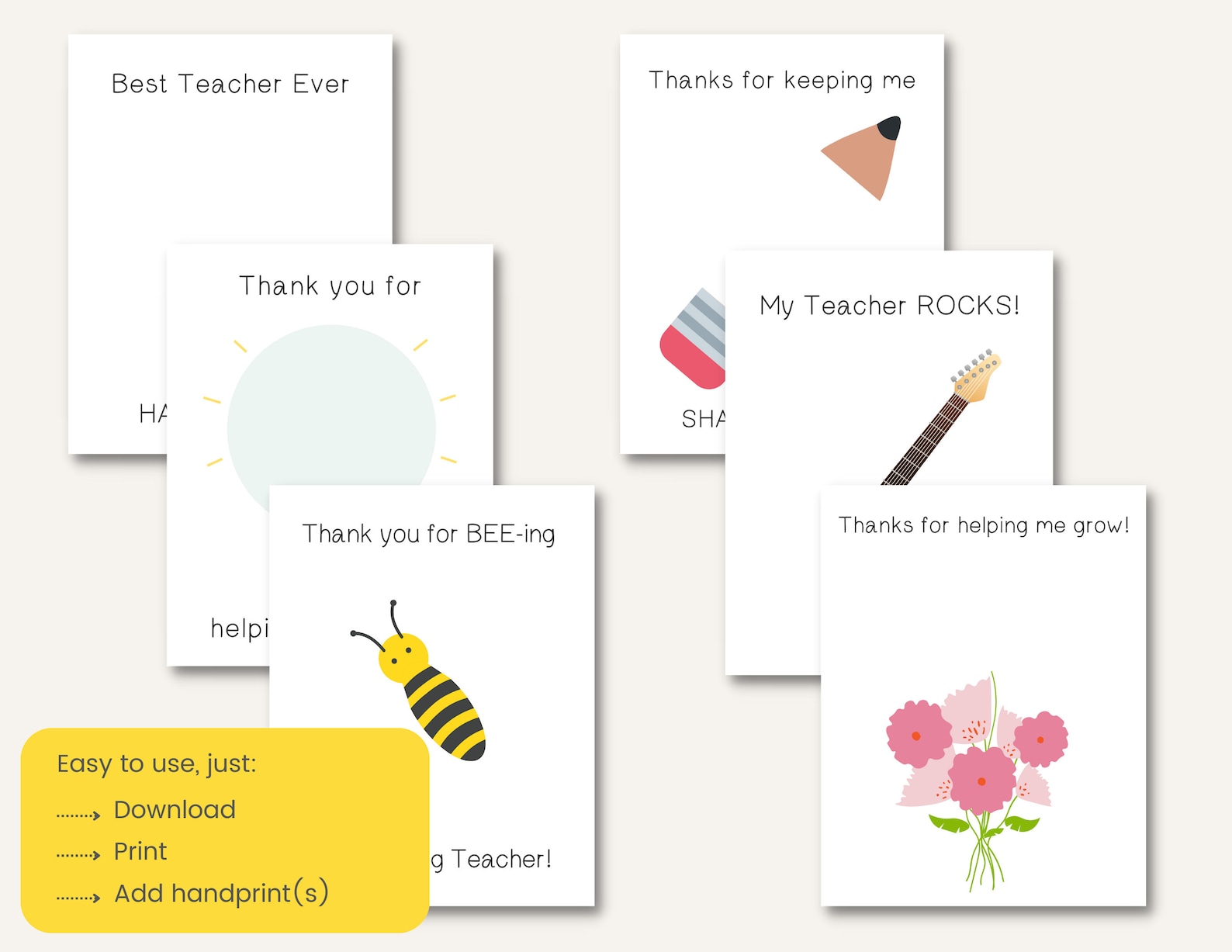 Teacher Appreciation Handprint Art, Handprint Teacher Appreciation Card ...