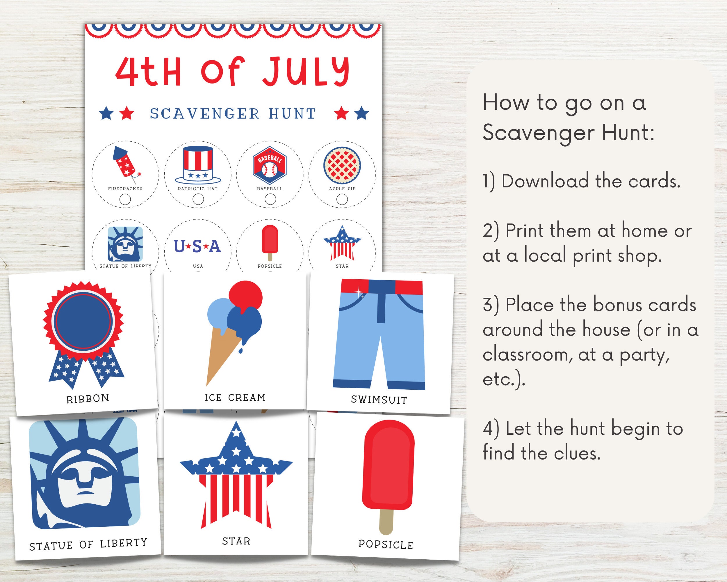 4th of July Scavenger Hunt Game Fourth of July Game Indoor - Etsy