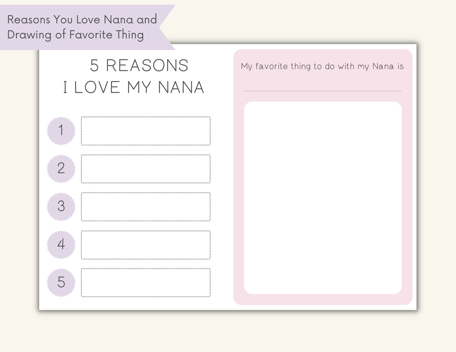 All About My Nana Printable Book, Mother's Day Questionnaire, Coloring ...