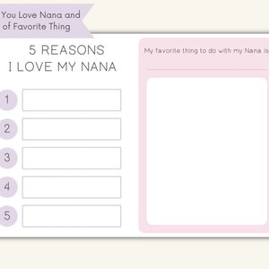 All About My Nana Printable Book, Mother's Day Questionnaire, Coloring ...
