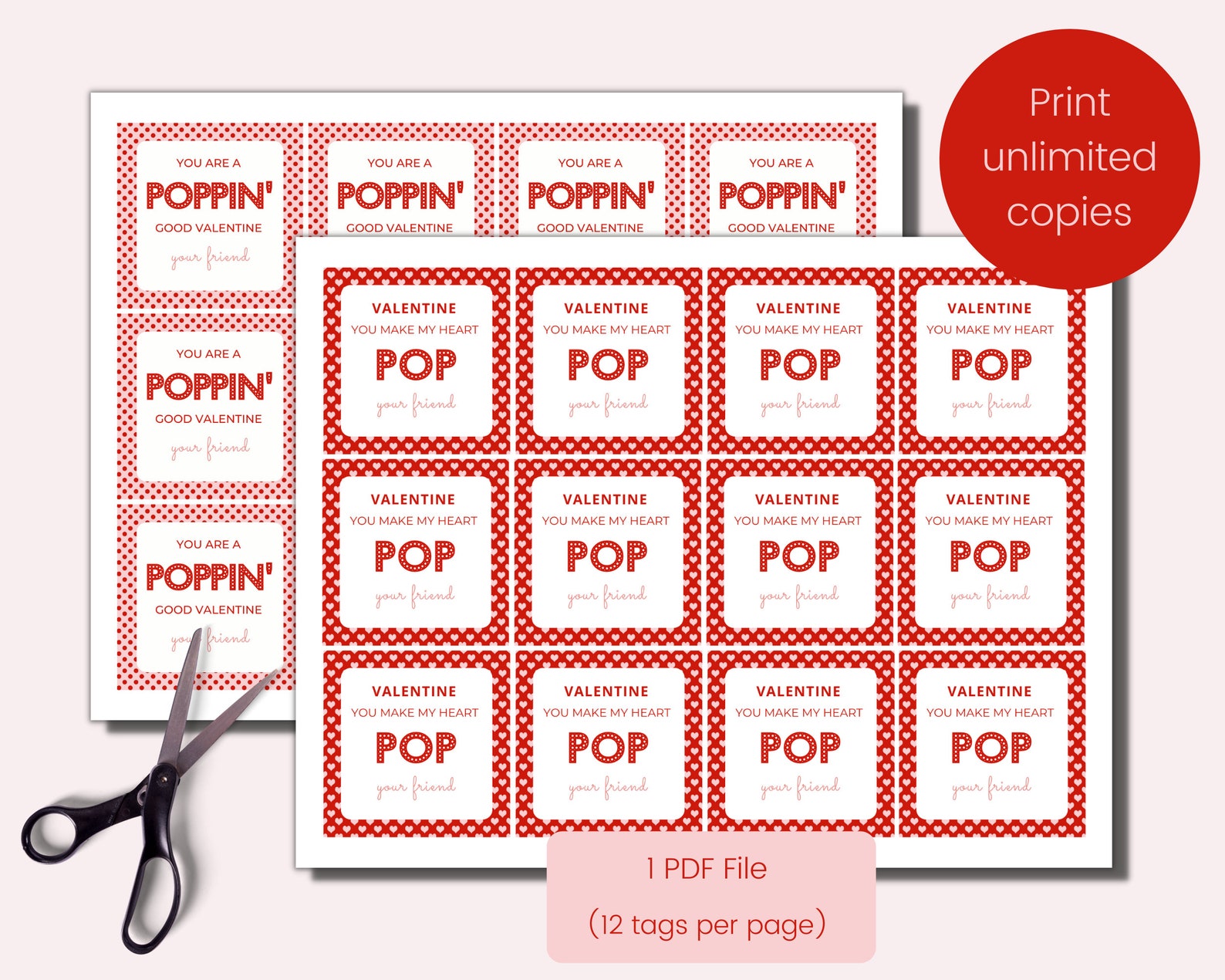 Pop It Valentines Card Printable Valentine Pop It Gift Tag | Etsy