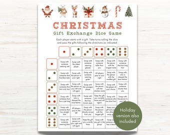 Christmas Gift Exchange Dice Game, White Elephant Gift Exchange, Roll ...