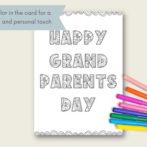 Grandparents Day Coloring Card Printable, Gift From Grandkids, Gift for ...
