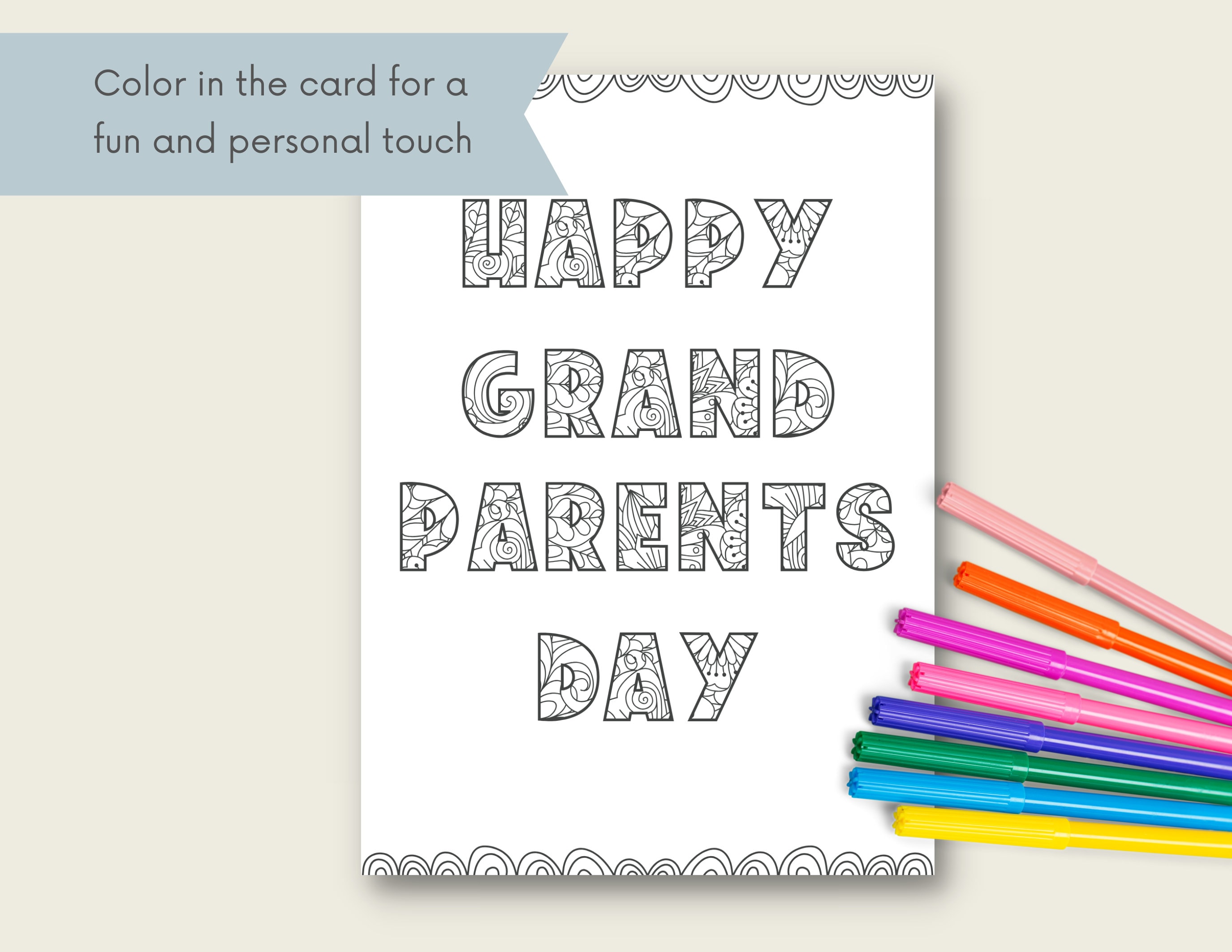 Grandparents Day Coloring Card Printable Gift From Grandkids - Etsy