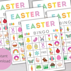 Easter Bingo, Printable Easter Games, Spring Bingo Cards, Kids Easter ...