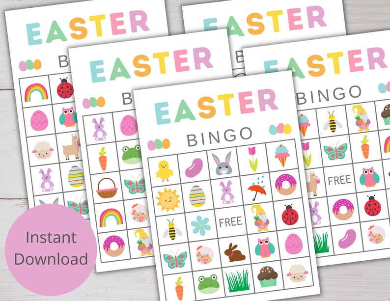 Easter Bingo, Printable Easter Games, Spring Bingo Cards, Kids Easter ...