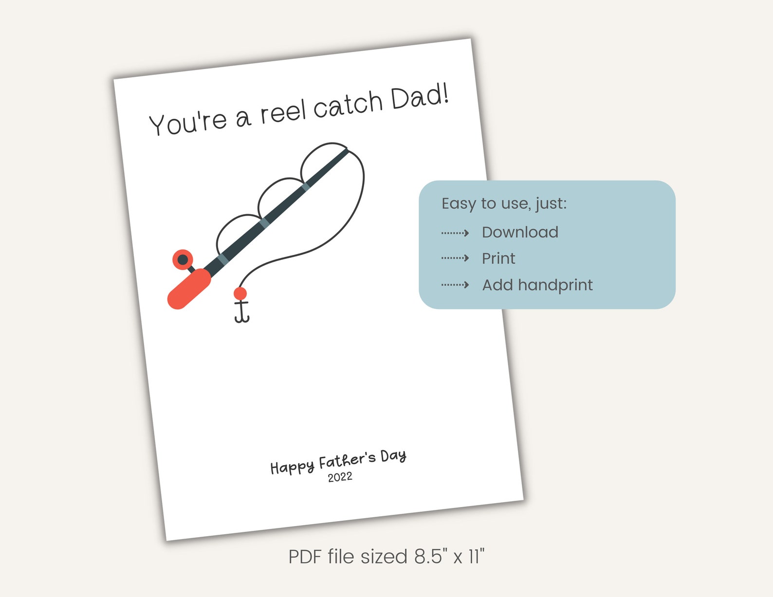 Father's Day Handprint Art Printable You're a Reel - Etsy