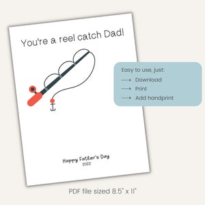 Father's Day Handprint Art Printable You're a Reel - Etsy