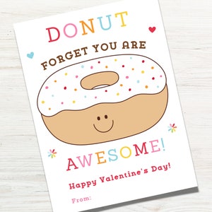 Donut Valentine Tag Printable, Kids Valentines Cards for School, Donut ...