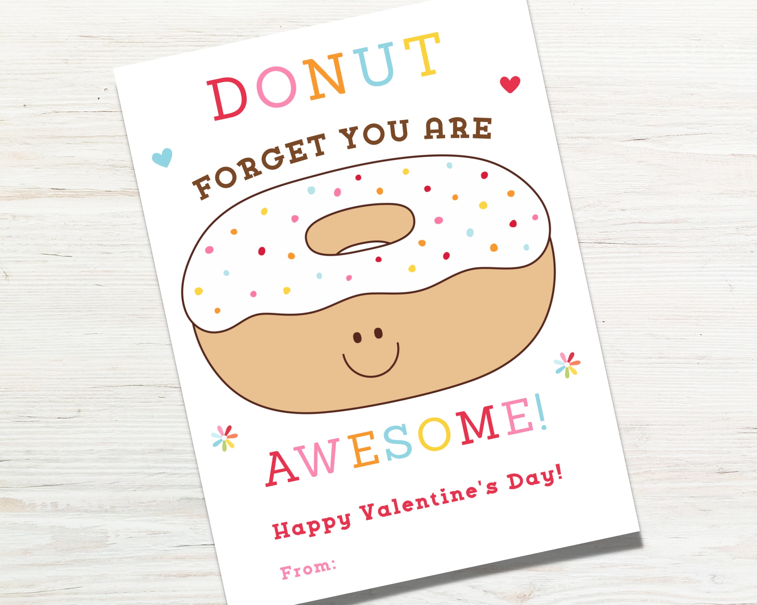 Donut Valentine Tag Printable, Kids Valentines Cards for School, Donut ...