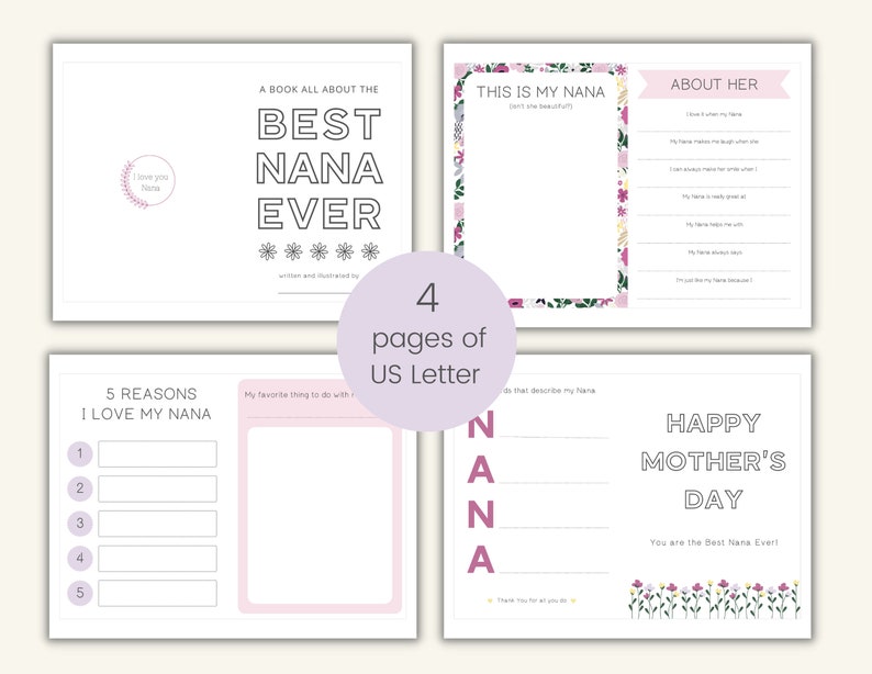 All About My Nana Printable Book Mother's Day - Etsy