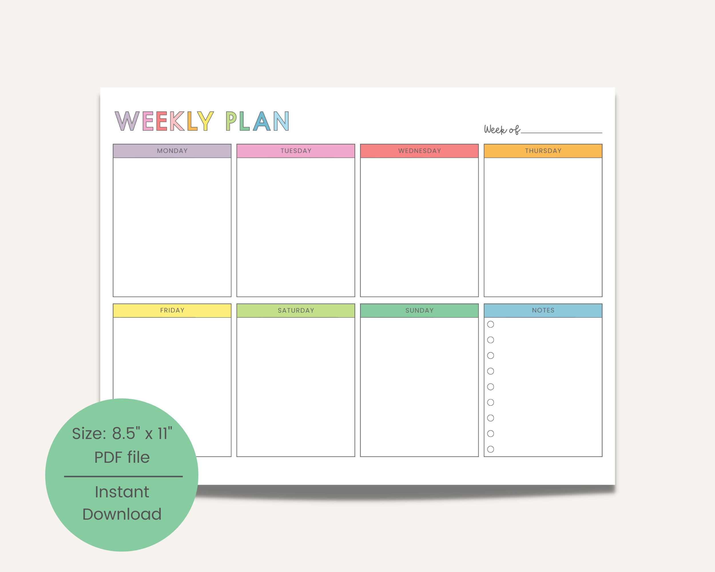 Weekly Planner Printable Weekly Schedule for Kids Family to - Etsy ...