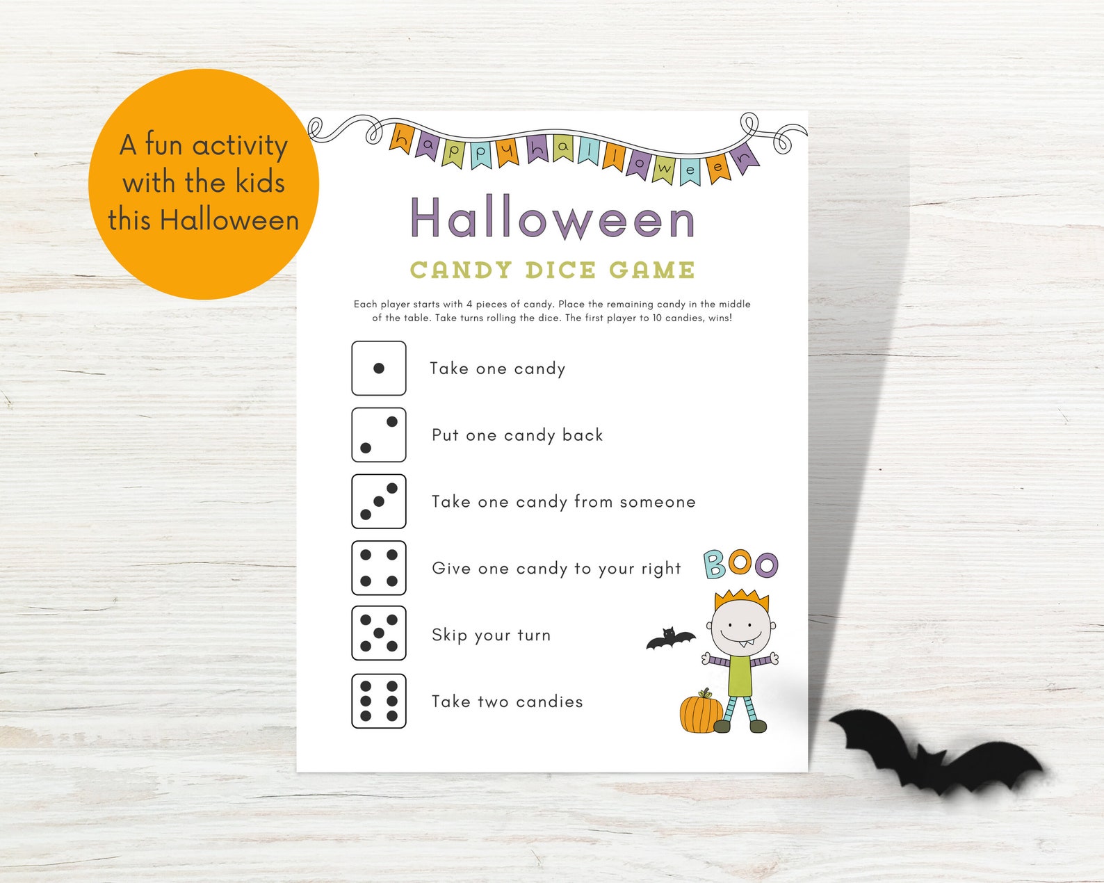 Halloween Candy Dice Game Halloween Activities for Kids - Etsy