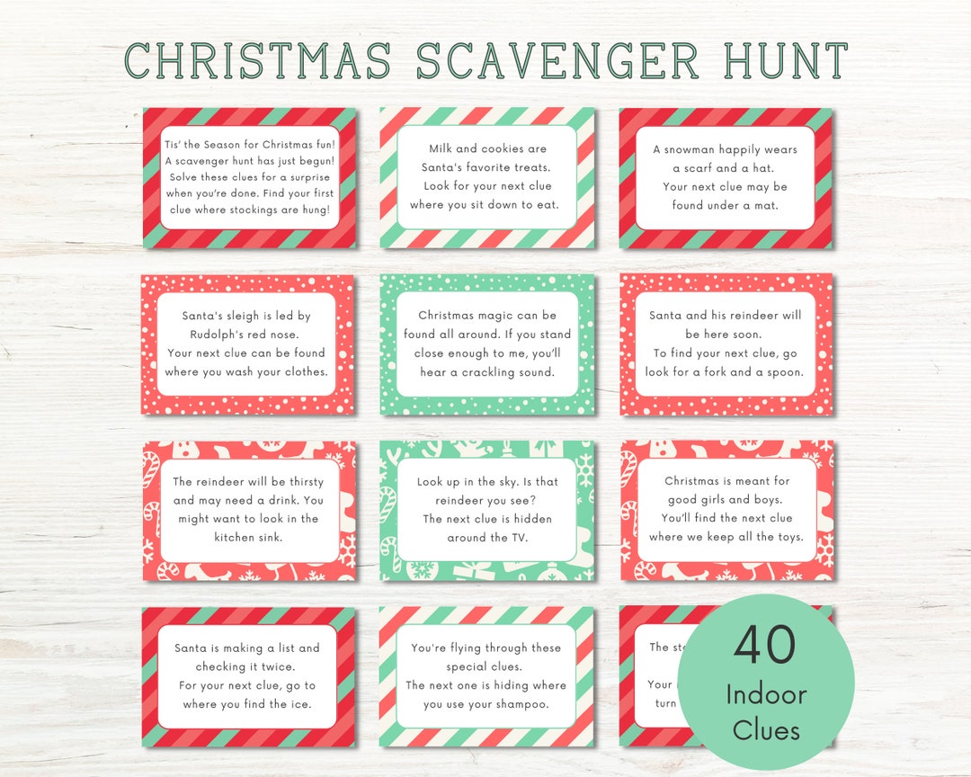 Christmas Scavenger Hunt for Kids, Indoor Christmas Treasure Hunt ...