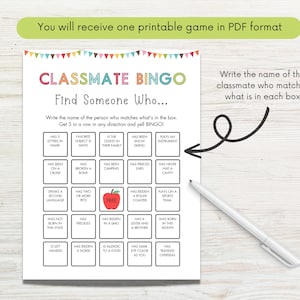 Back to School Bingo, Get to Know You Bingo for Kids, Icebreaker Bingo ...