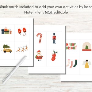 Christmas Advent Calendar Activity Cards Printable, Christmas Holiday ...