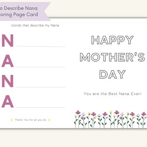 All About My Nana Printable Book, Mother's Day Questionnaire, Coloring ...
