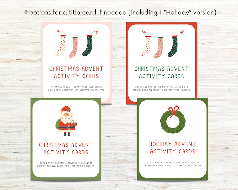 Christmas Advent Calendar Activity Cards Printable, Christmas Holiday ...