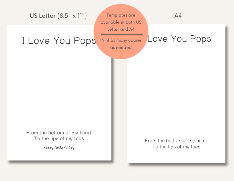 Father's Day Handprint Art Printable, I Love You Pops, Footprint Gift ...
