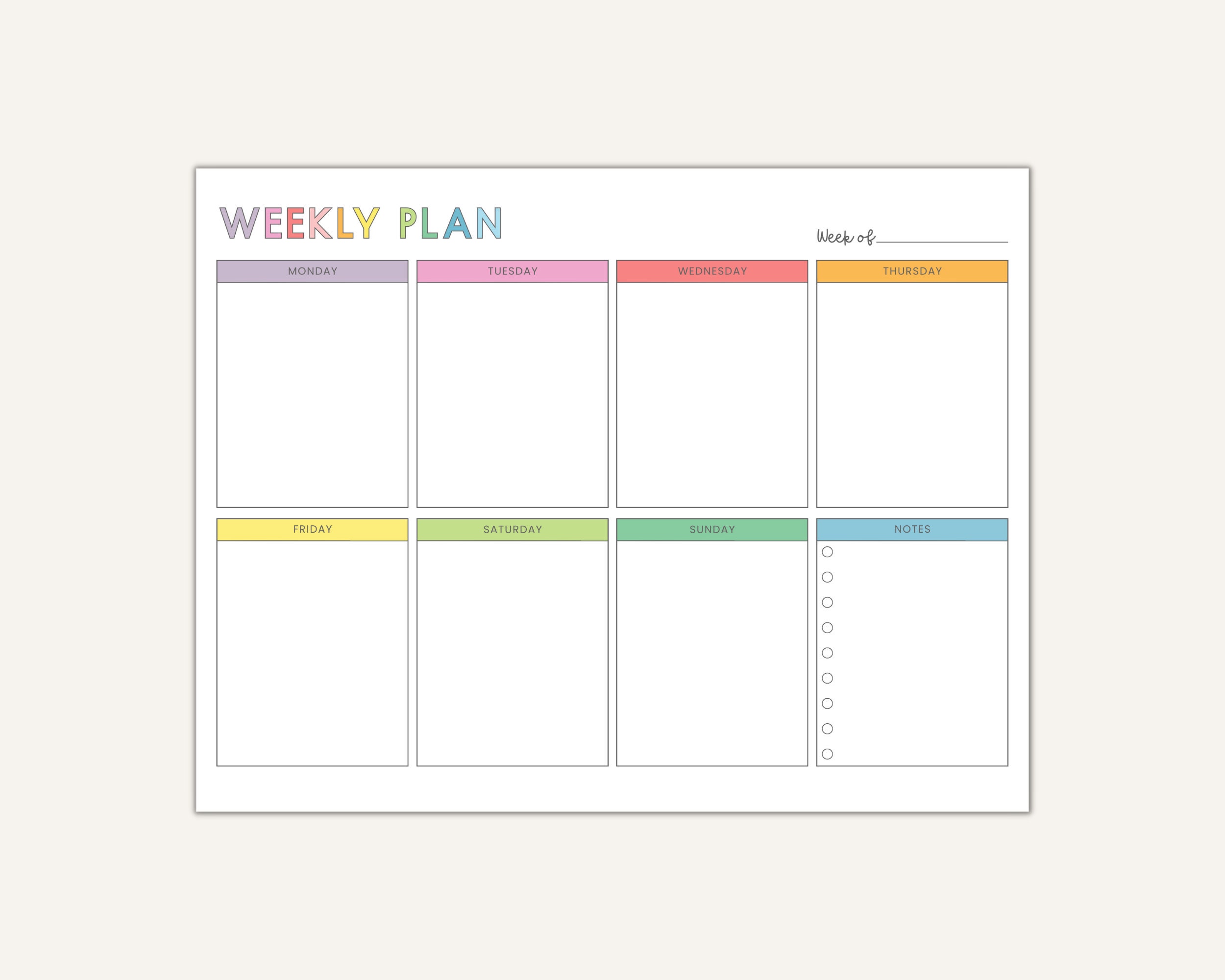 Weekly Planner Printable Weekly Schedule for Kids Family to - Etsy