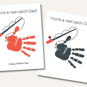 Father's Day Handprint Art Printable, You're a Reel Catch, Boating ...