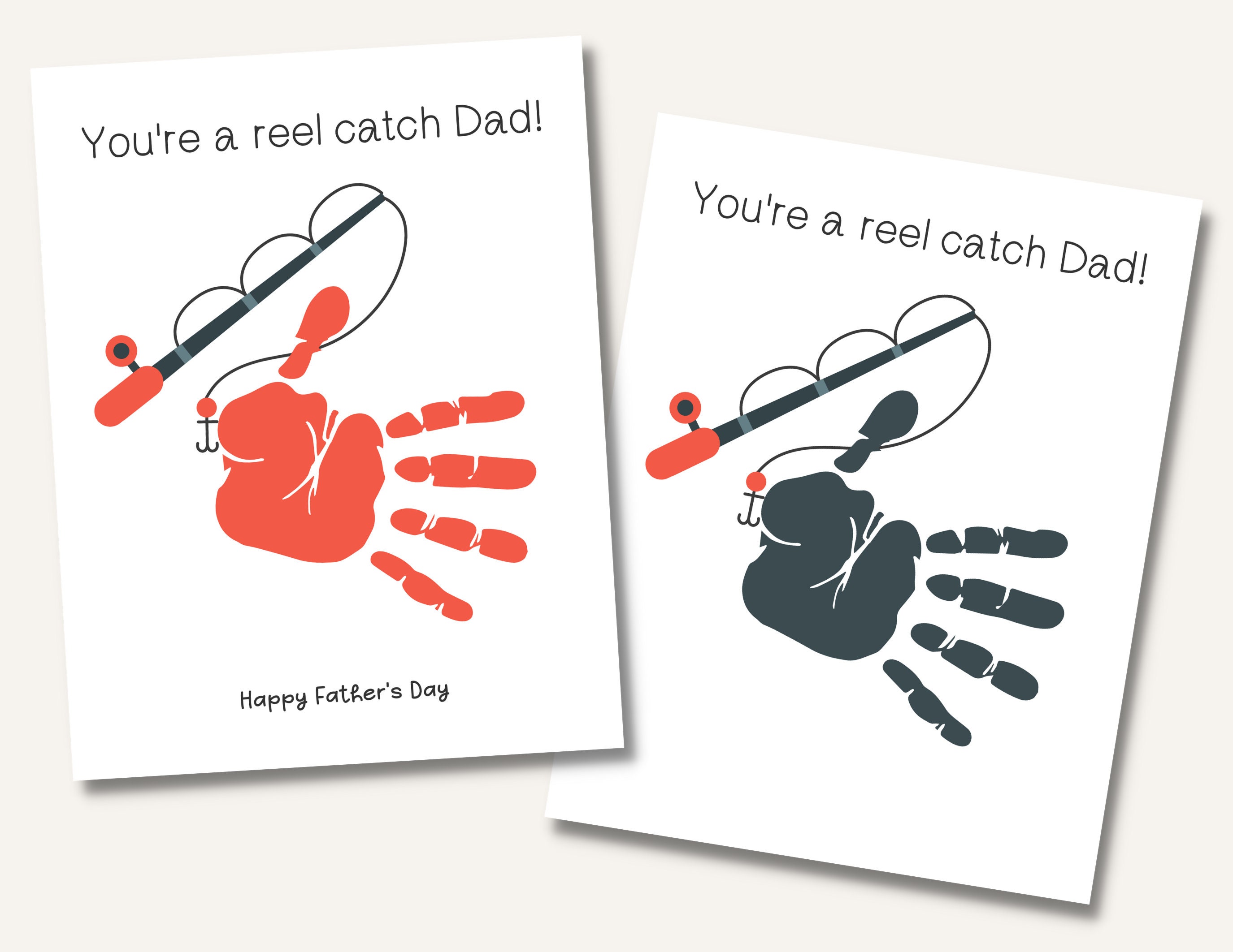Father's Day Handprint Art Printable, You're a Reel Catch, Boating ...