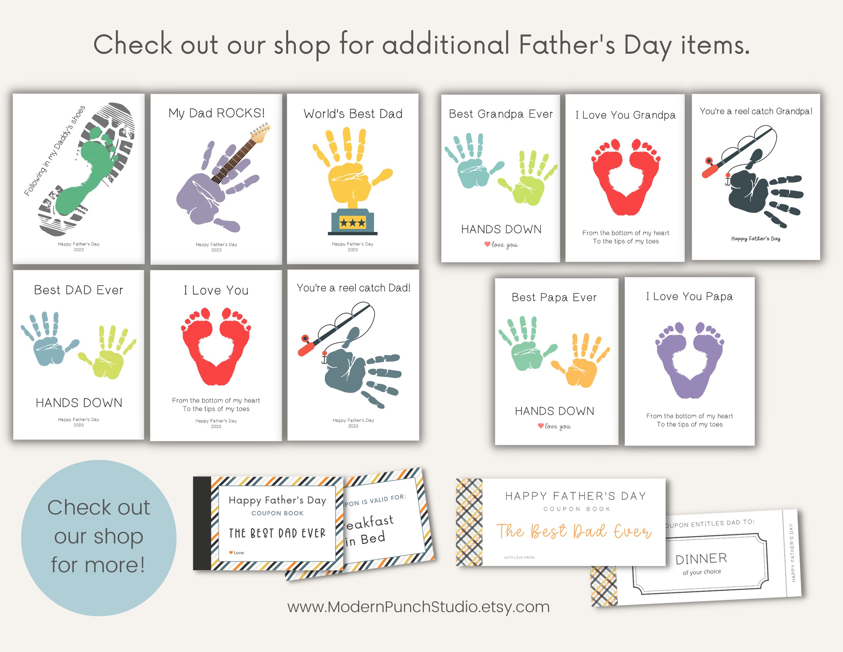Father's Day Handprint Footprint Craft Bundle Fathers Day - Etsy