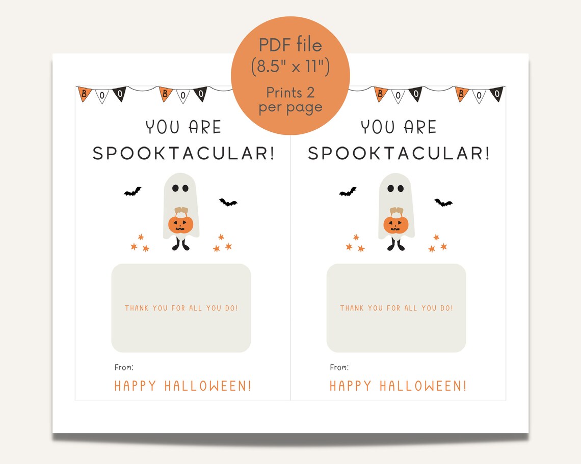 Halloween Gift Card Holder Printable, Halloween Thank You for Teacher ...