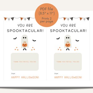 Halloween Gift Card Holder Printable, Halloween Thank You for Teacher ...