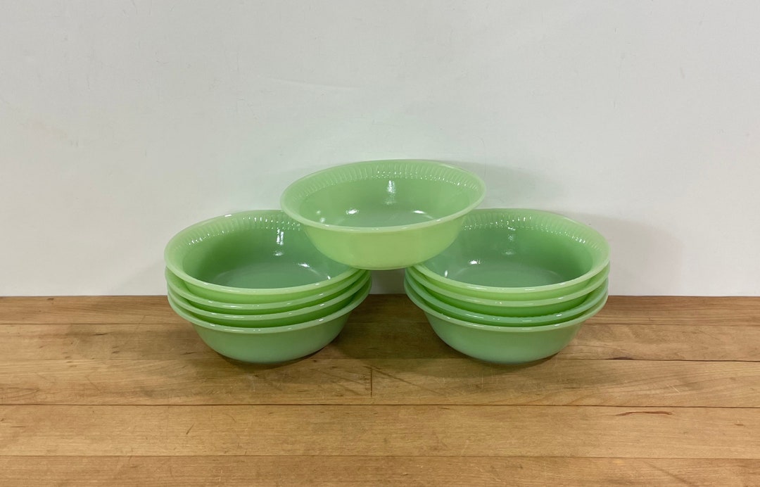 Anchor Hocking Fire-king Jane Ray Jadeite 4 7/8" Berry Bowls, Set of 9 ...