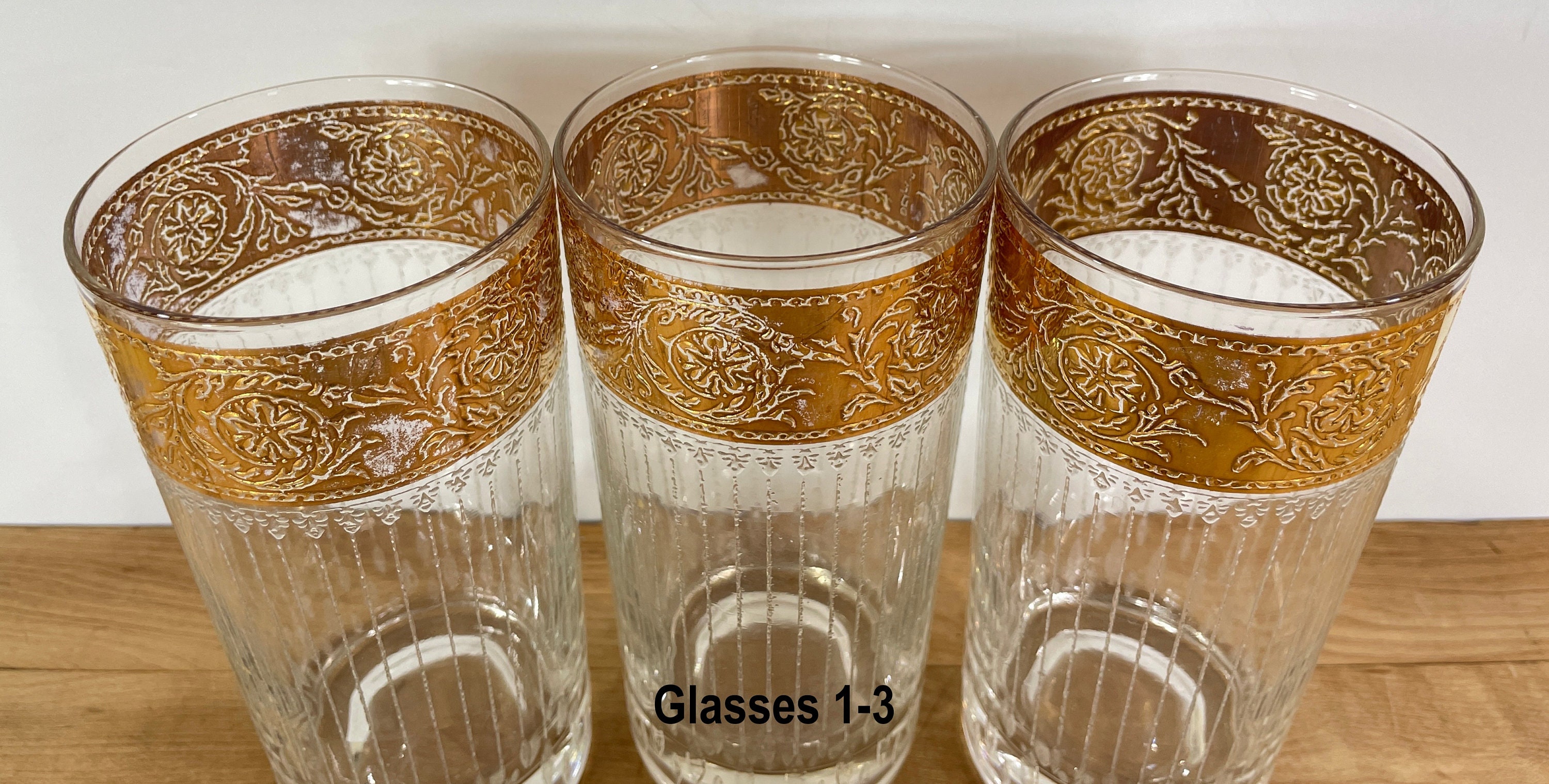 Culver Tyrol 22K Gold Highball/collins Glasses Set of 5 Glasses, All ...