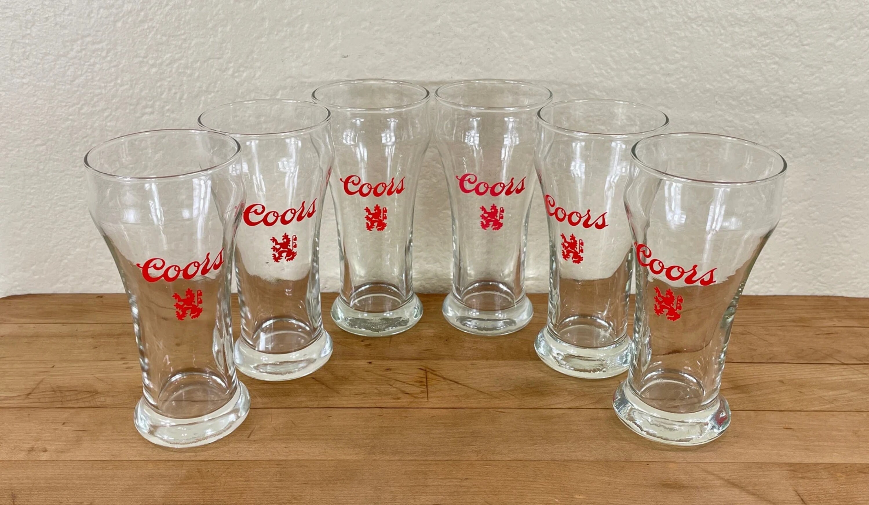 Coors Red Lion Logo 8 Ounce Beer Glasses on Libbey Blanks Set of 6, All ...