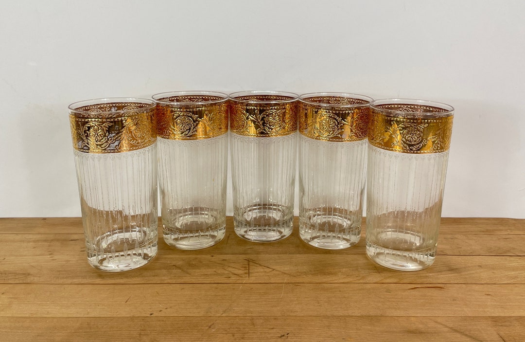Culver Tyrol 22K Gold Highball/collins Glasses Set of 5 Glasses, All ...