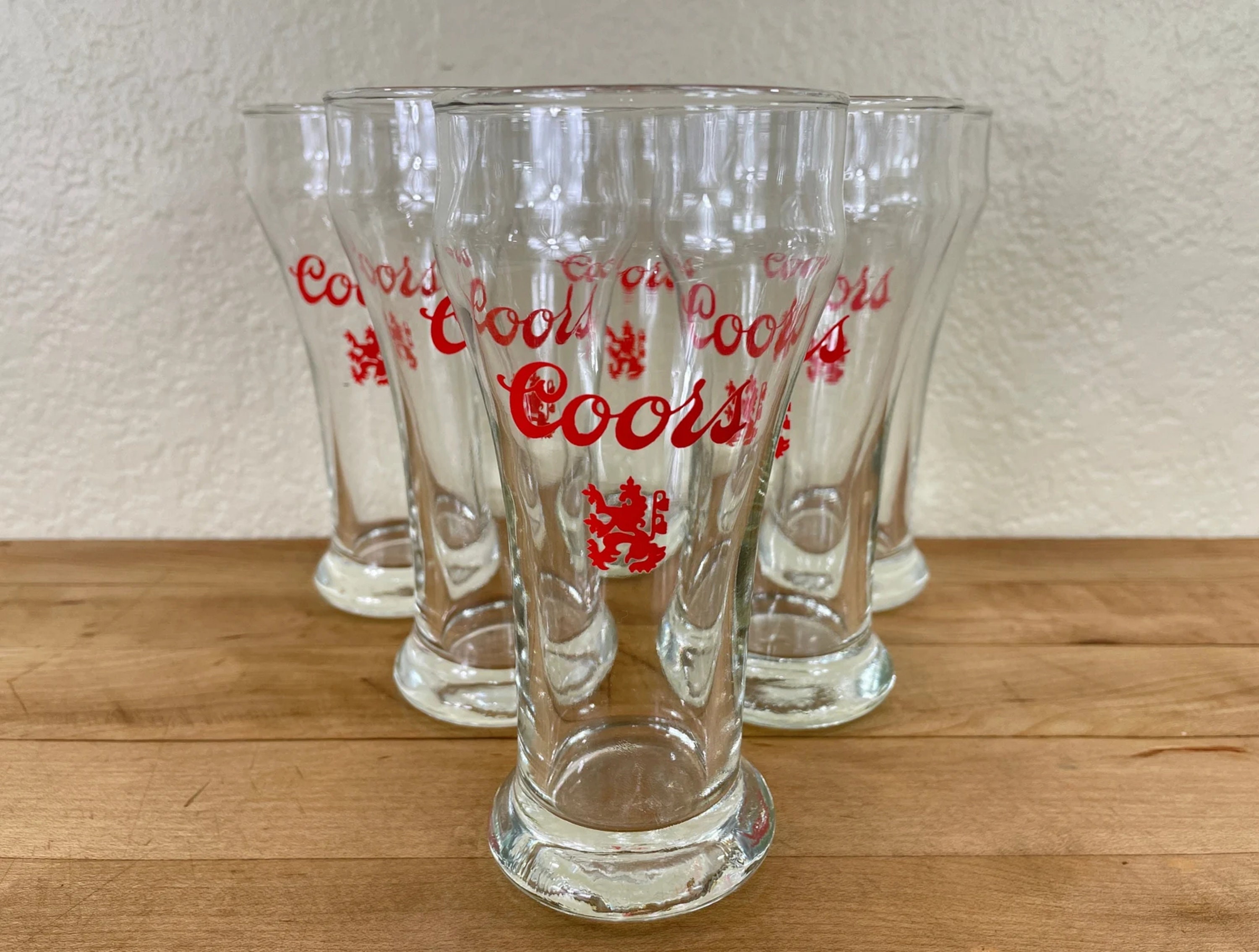 Coors Red Lion Logo 8 Ounce Beer Glasses on Libbey Blanks Set of 6, All ...