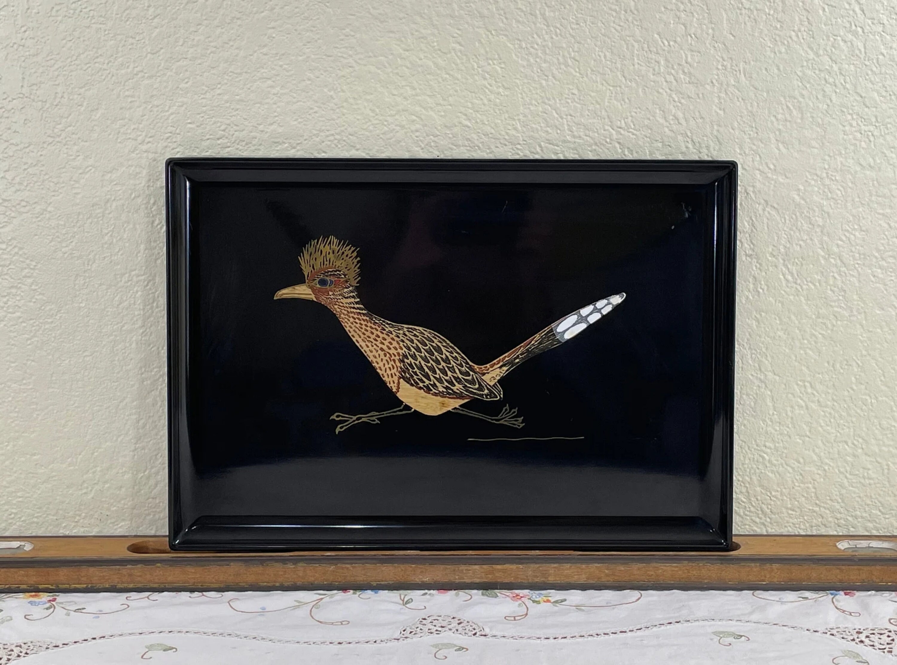Roadrunner Tray by Couroc of Monterey CA, 12 X 18 Black Lacquer ...