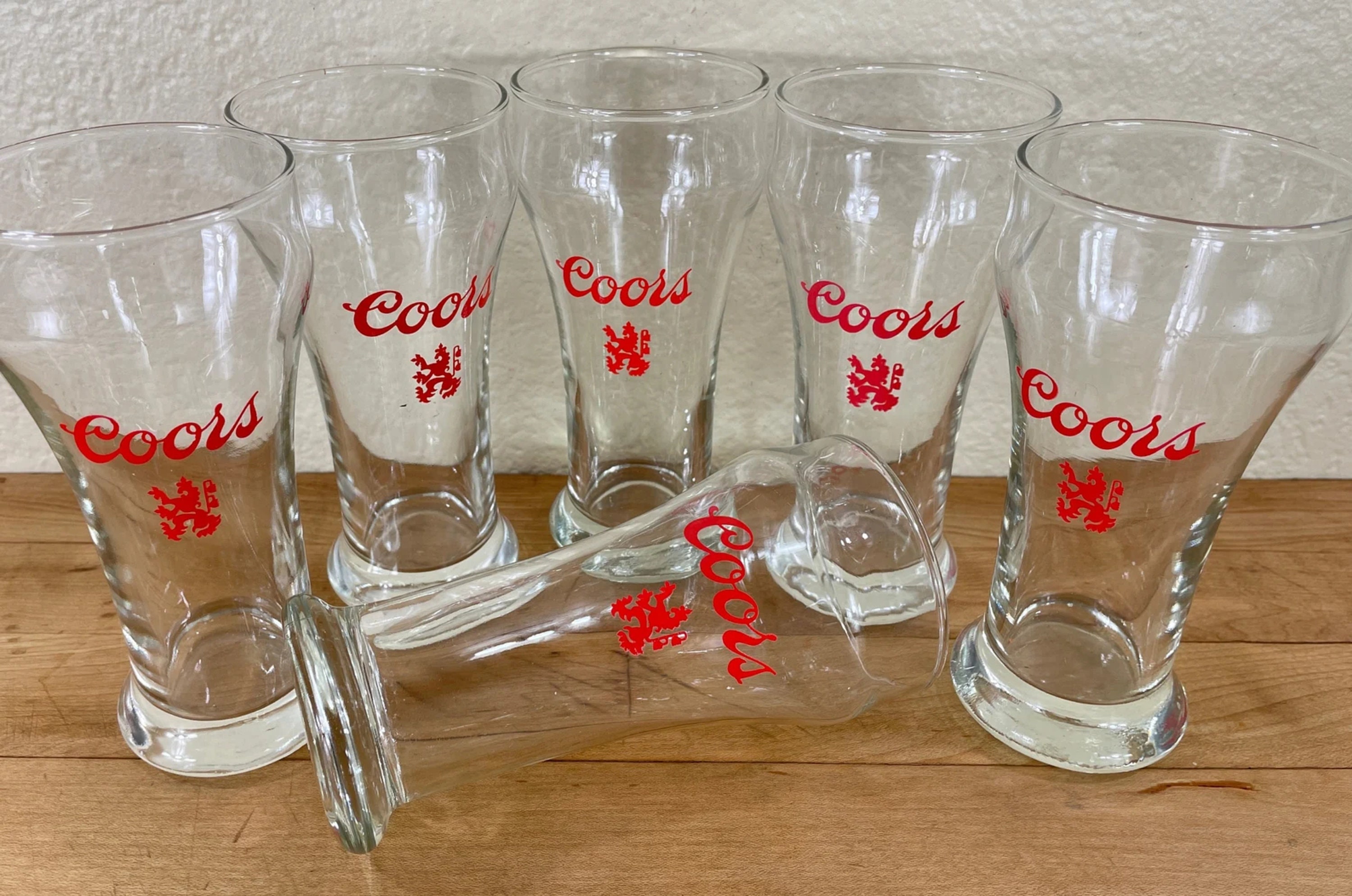Coors Red Lion Logo 8 Ounce Beer Glasses on Libbey Blanks Set of 6, All ...