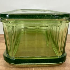 Depression Era Green Uranium Glass Rectangular / Loaf Shaped Stackable ...