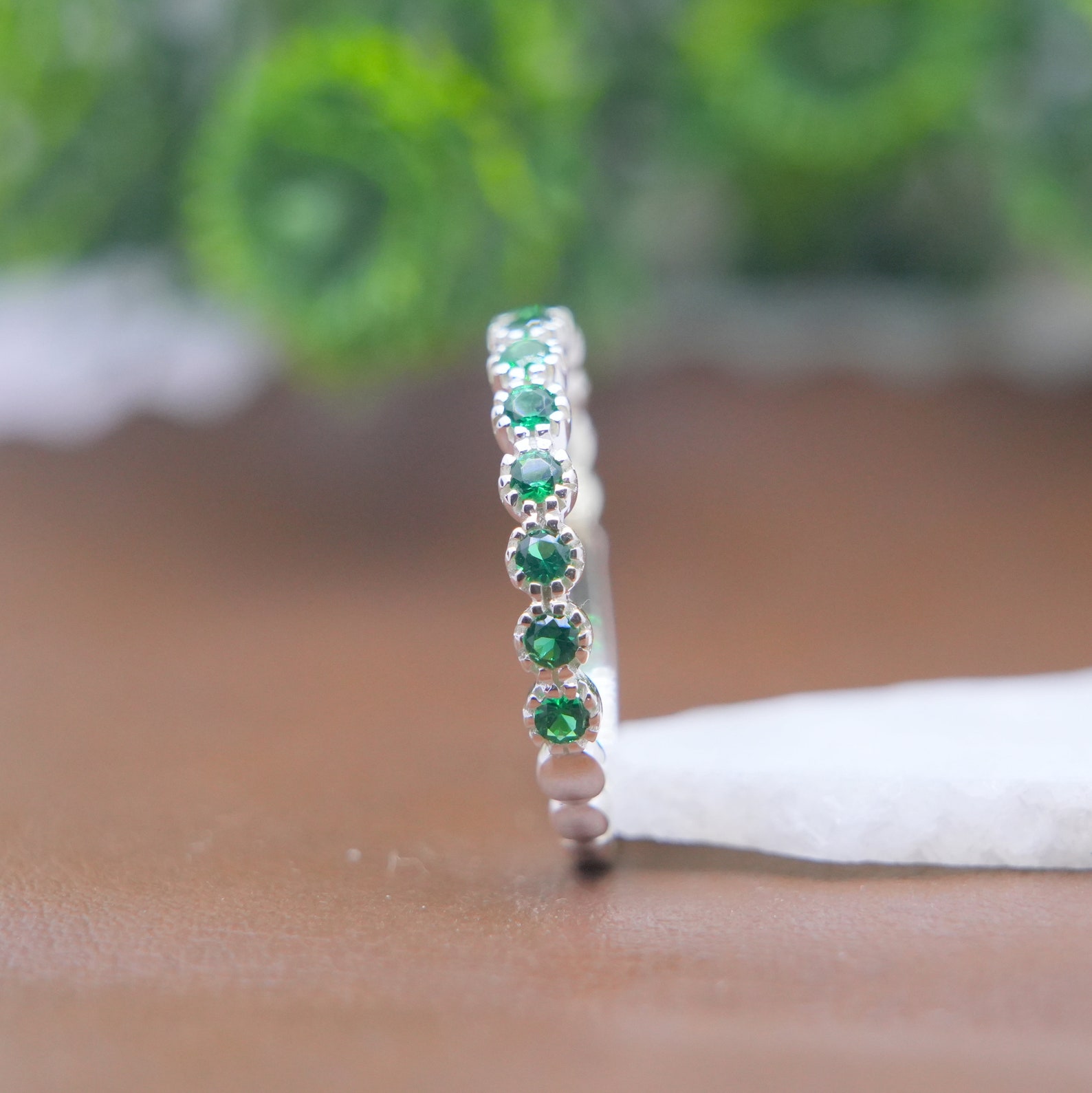 Emerald Ring Vintage Emerald Band Emerald Wedding Band - Etsy