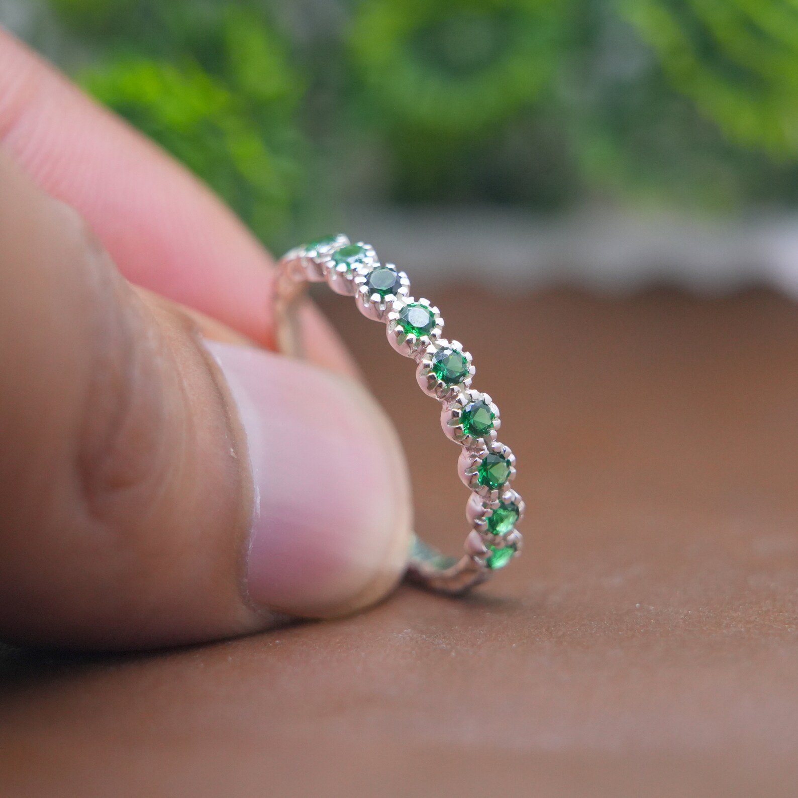 Emerald Ring Vintage Emerald Band Emerald Wedding Band - Etsy