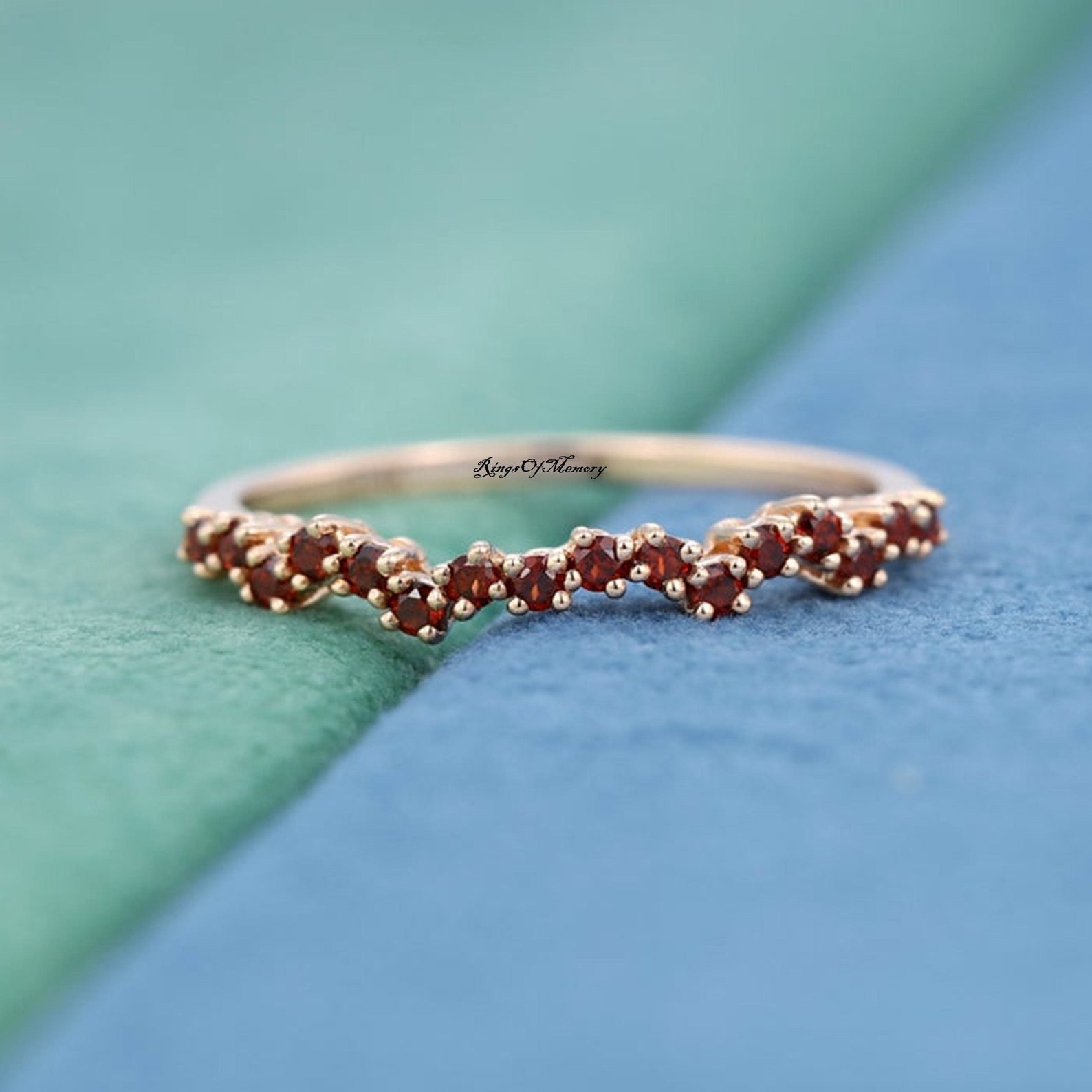 Natural Garnet Ring Vintage Garnet Band Garnet Wedding Band - Etsy