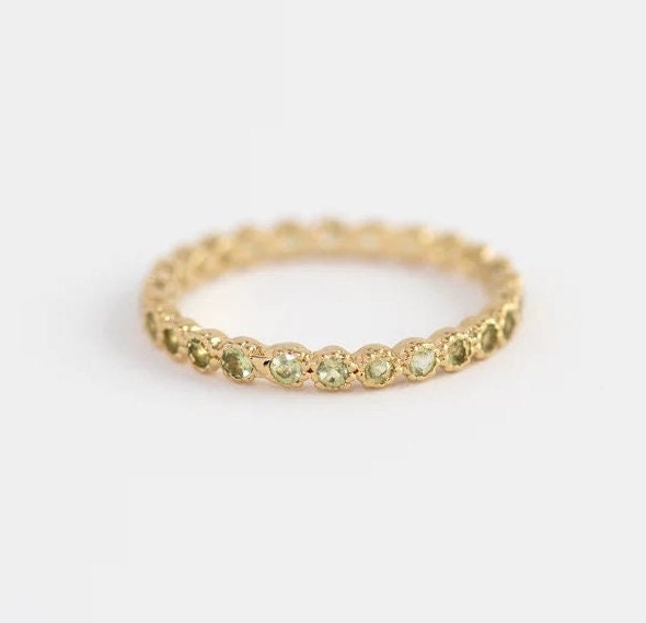 Peridot Wedding Band, Peridot Full Eternity Ring, Stacking Ring ...