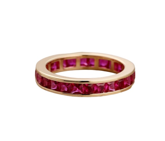 Ruby Wedding Band 14k Yellow Gold Band Ruby Eternity Band - Etsy