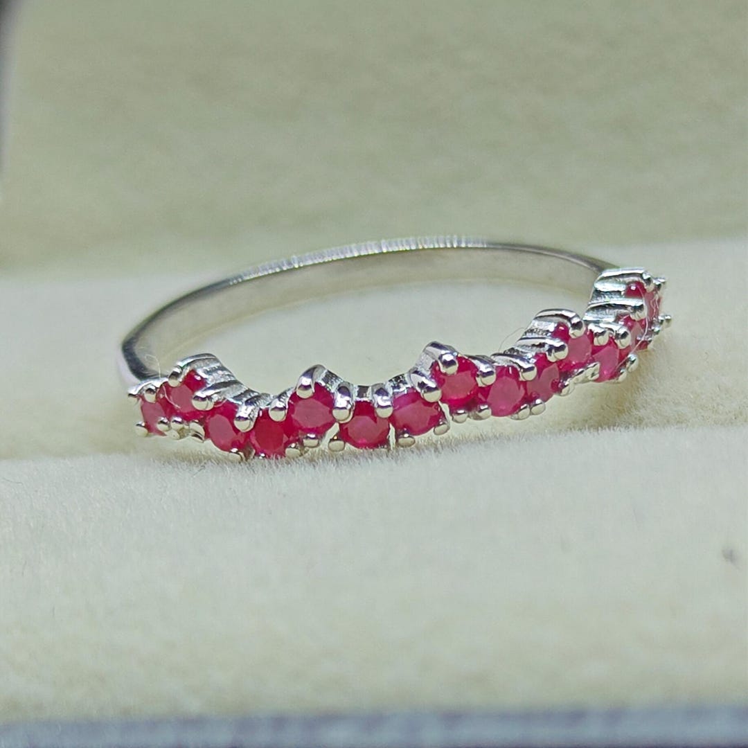 Natural Ruby Ring, Vintage Ruby Band, Ruby Wedding Band, Dainty Ruby ...