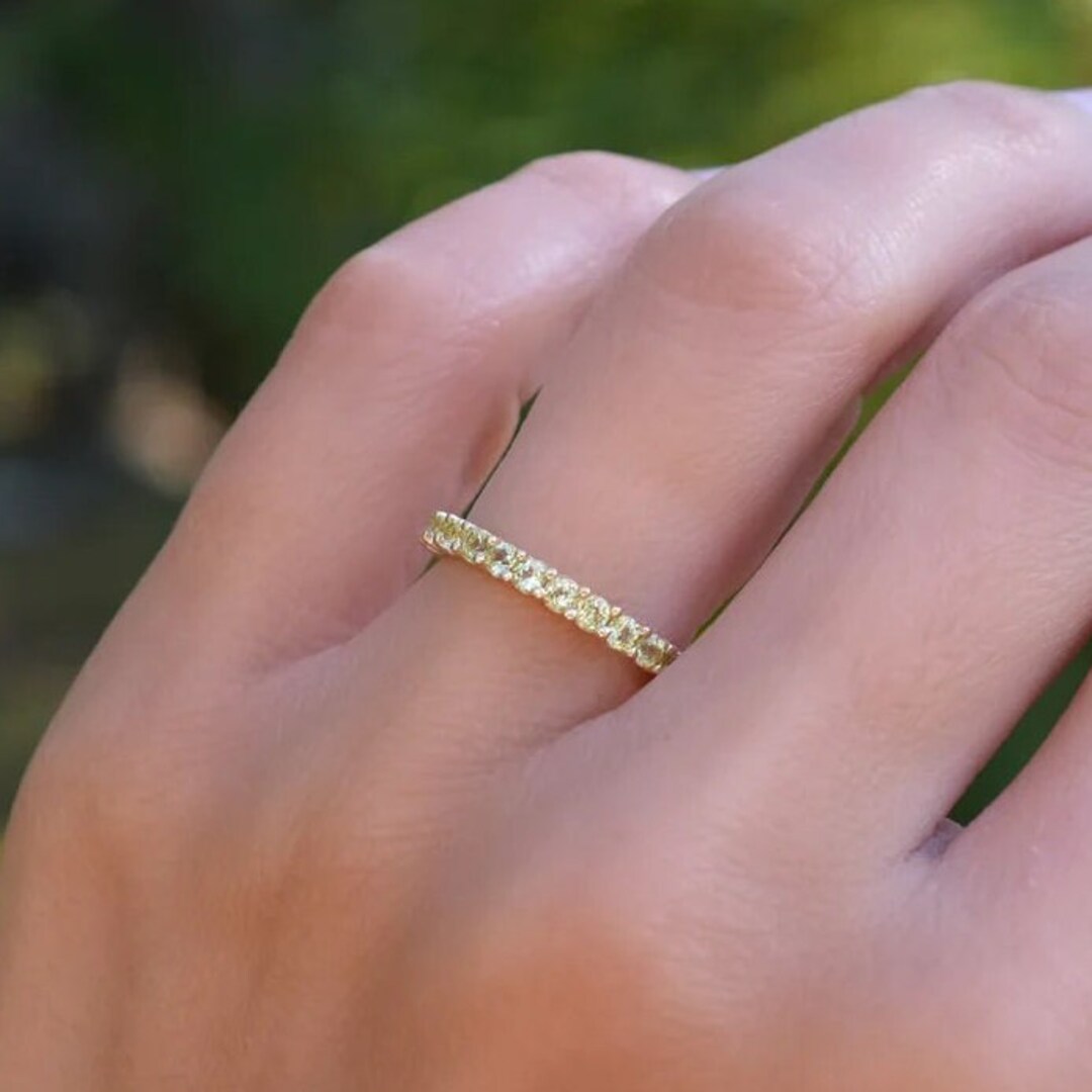 Natural Peridot Ring, Vintage Peridot Band, Peridot Wedding Band, 14k ...