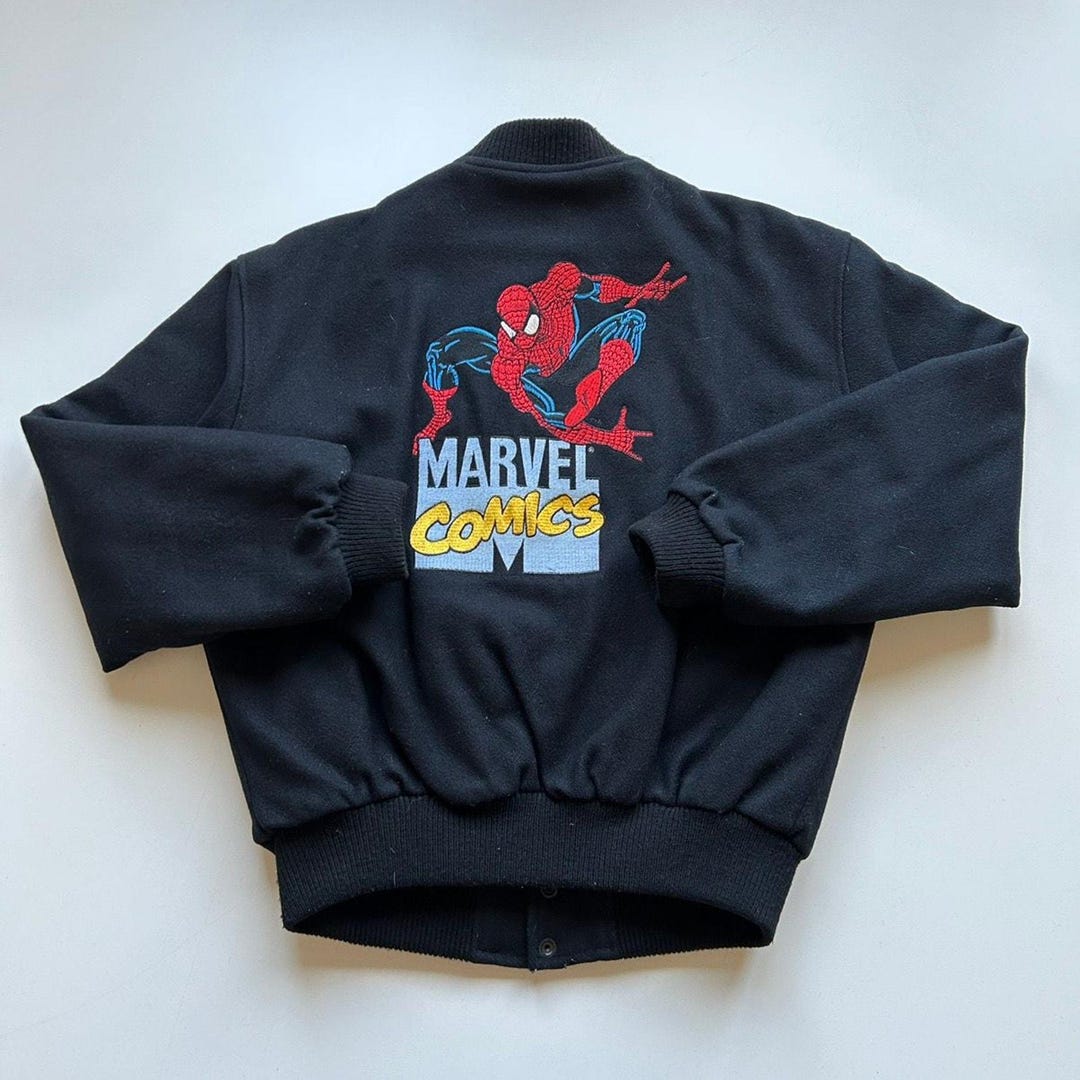 Vintage 1990s Spider-man Marvel Comics Graphic Embroidered Jacket Men's ...