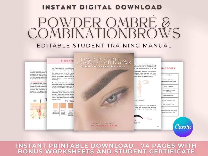 Powder Ombré & Combination Brows Training Manual for Students and Academies | Microshading, PMU ...
