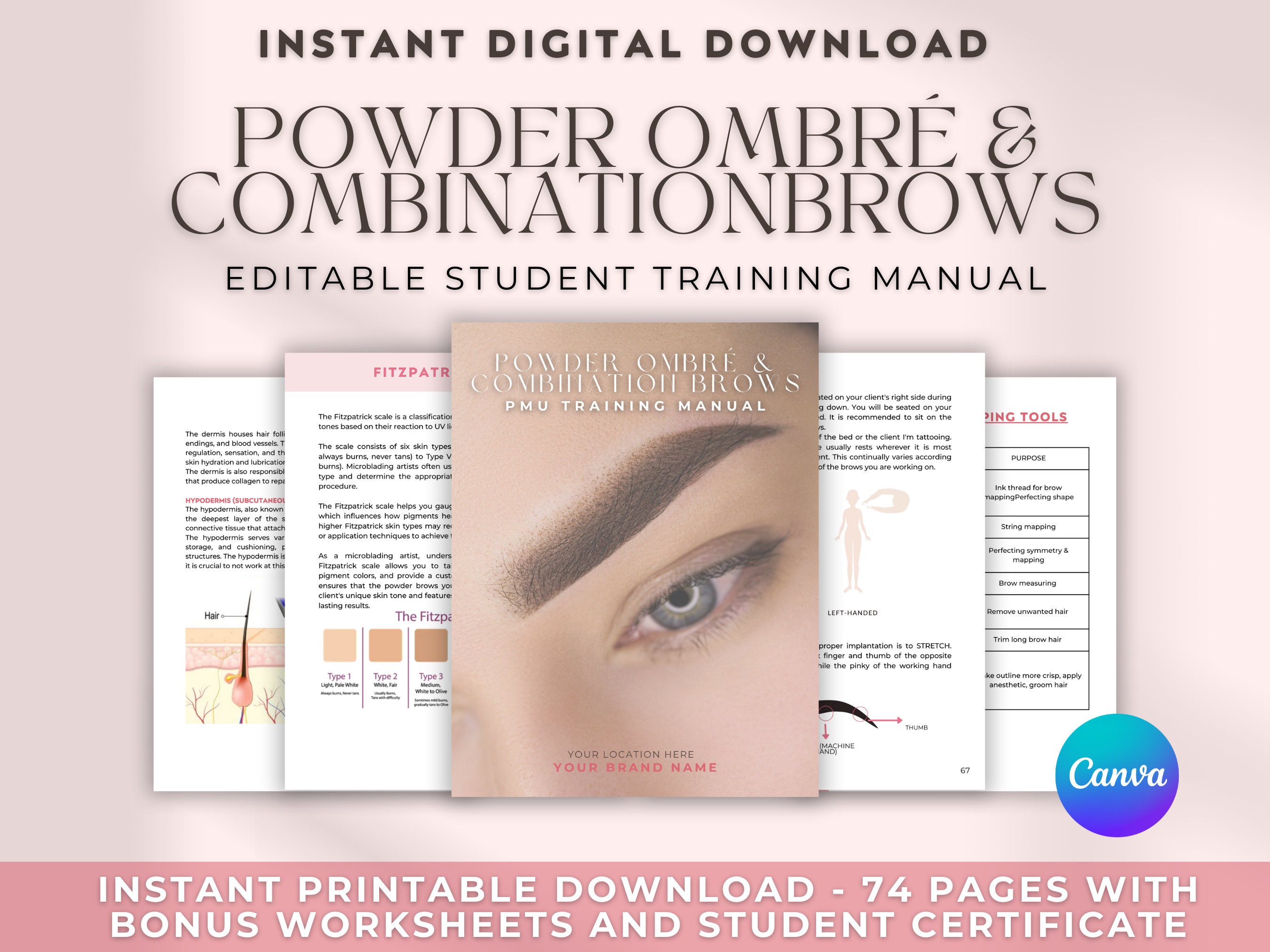 Powder Ombré & Combination Brows Training Manual for Students and Academies Microshading, PMU ...