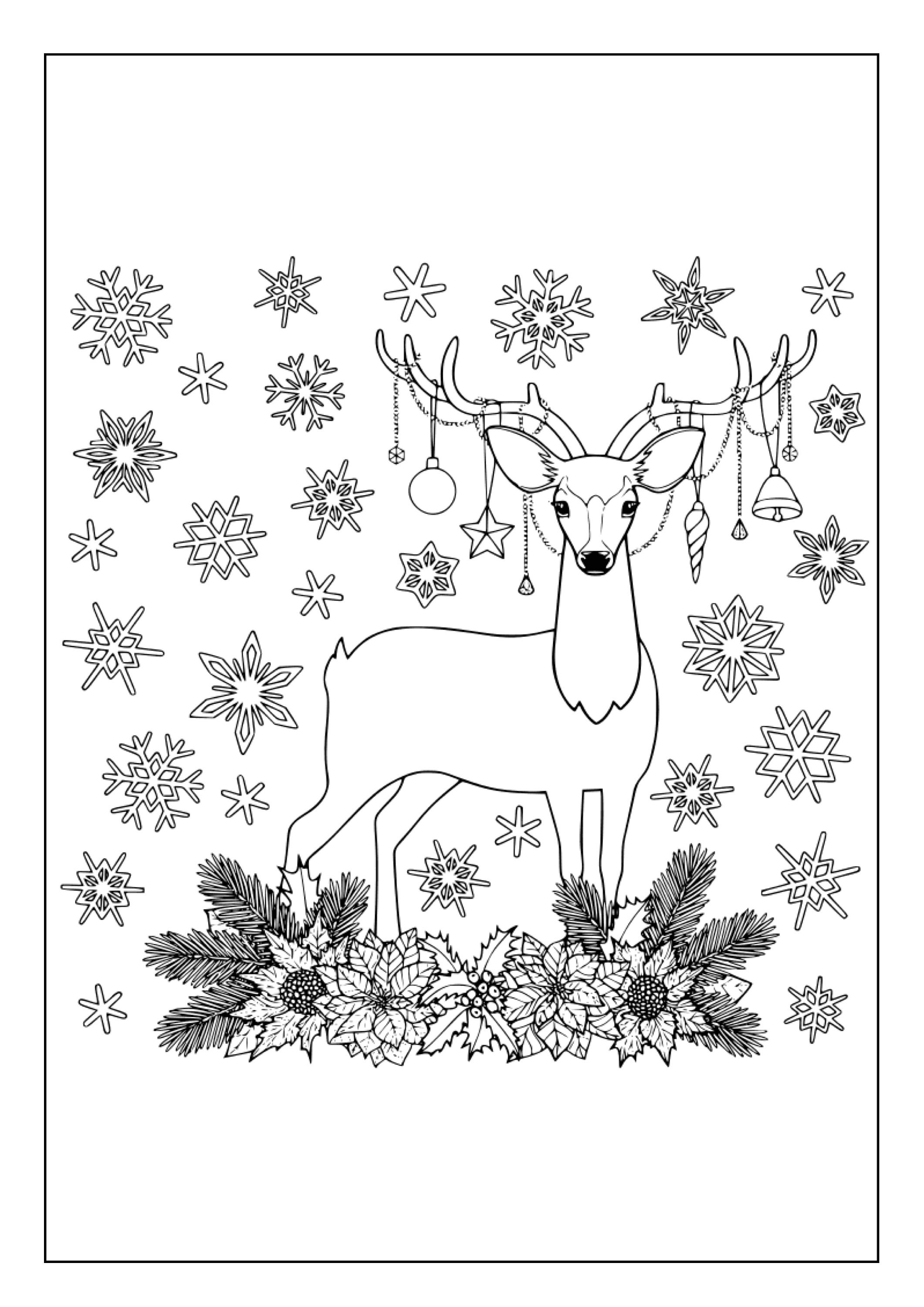 Printable Christmas Reindeer Coloring Pages for Kids and Adults | 80 ...